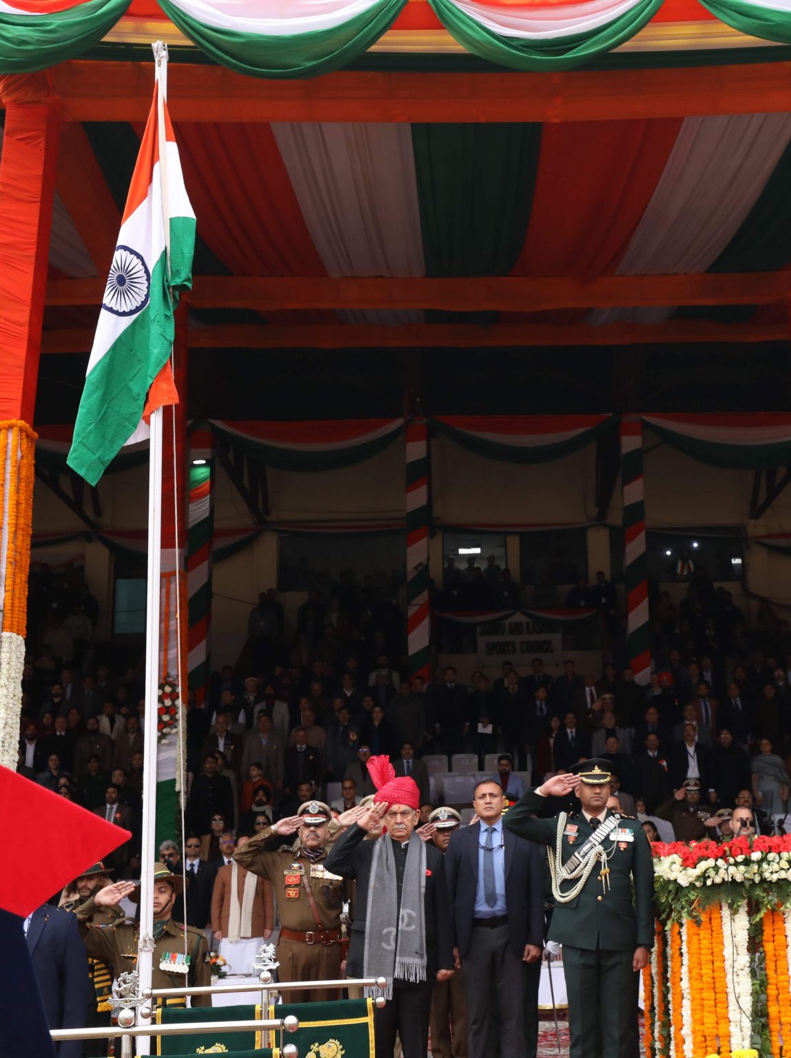 Republic Day Celebrations-2026 Lieutenant Governor Manoj Sinha unfurls ...